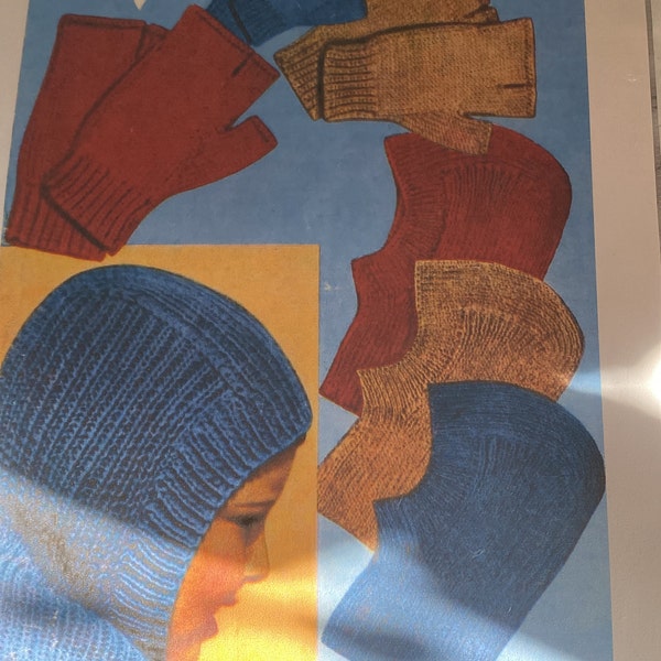 Vintage Knitting PATTERN - Helmets, Balaclavas, Mitts - 5 Yrs to Adult ...