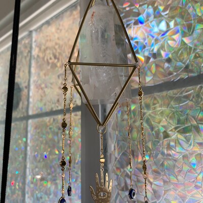 2pcs Raw Brass Hand on Third Eye Charm, Hand Evil Eye Charm Pendant ...