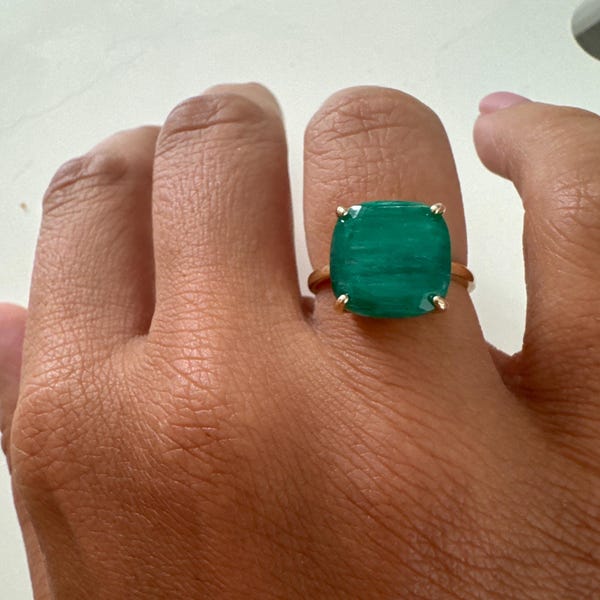 Large Emerald Ring, Statement Square Emerald Ring. Unique Natural ...