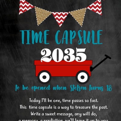 Custom Time Capsule Print and Cards, Pick Your Theme, 1st Birthday Time ...