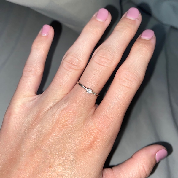 925 Sterling Silver Delicate Promise Ring for Her, Dainty & Simple ...