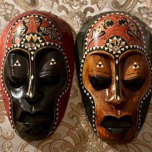 Hand Carved Wooden Aztec Tribal Face Wall Hanging From Bali-19x7 Inches ...