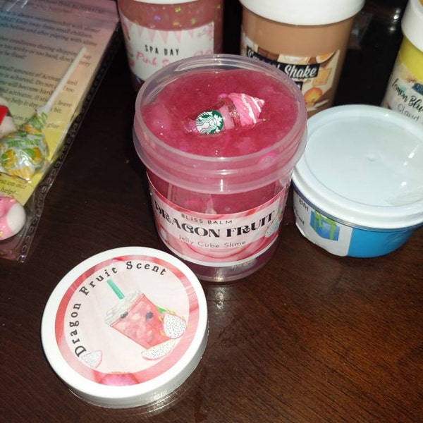 Dragon Fruit Jelly Cube Slime Pink Clear Scented Slime, Birthday Party ...