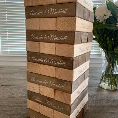 Custom Wedding Tumble Tower Blocks Wedding Guest Book Game - Etsy