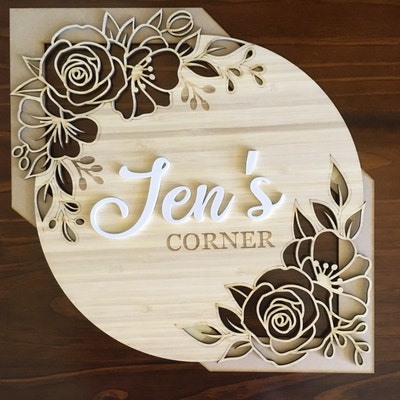 Personalised Floral Name Sign Custom Name Plaque Nursery / Baby Sign ...