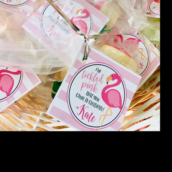 Flamingo Birthday Party Favor Tags/stickers - Flamingo Birthday ...