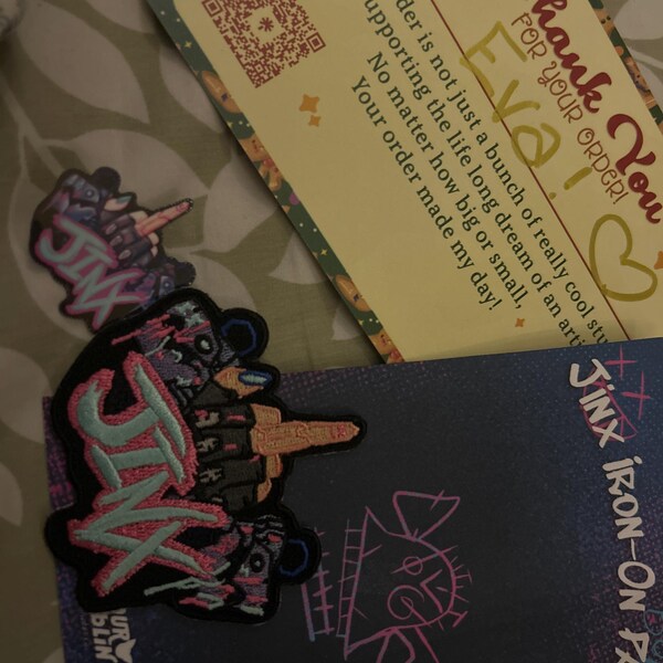 Jinx Middle Finger Embroidered Iron-on Patch | Arcane Decorarion ...