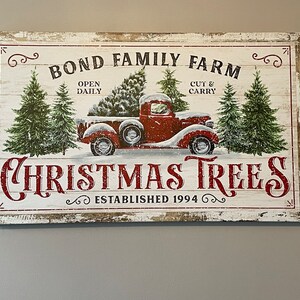Personalized Christmas Tree Farm Sign, Large Christmas Wall Art Vintage ...