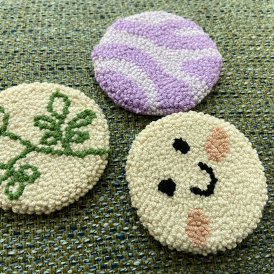 Handmade Drink Coasters, Punch Needle Coasters, Mug Rug, Tufting ...