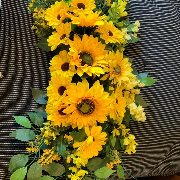 Colorful Swag With Vibrant Hydrangeas and Daisies, Bright Rainbow ...