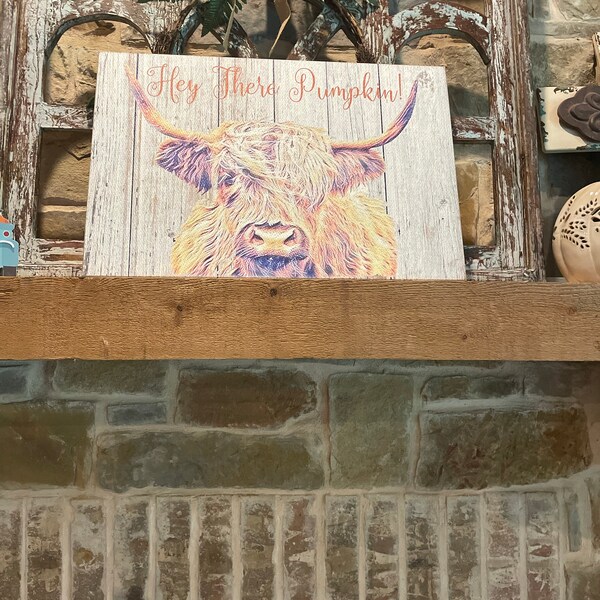 Fall Decor | Cow Decor | Hey There Pumpkin | Highland Cow Sign | Fall ...