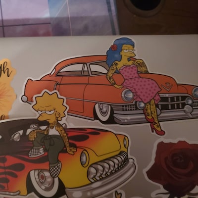 Mean Marge Simpson Rockabilly Pinup Cadillac Sticker - Etsy