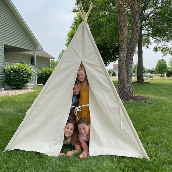 Large Tall, XL or XXL Natural Canvas Kids Teepee, Three Sizes, Can ...