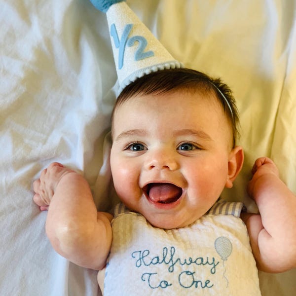 Embroidered Halfway to One Sunsuit,birthday Bubble,baby Boy 6th Month ...