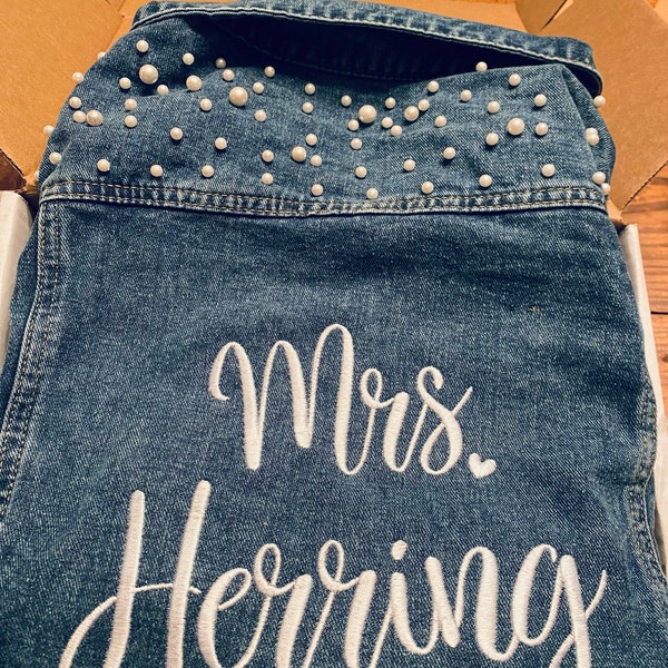 Embroidered Pearl Bride Jean Jacket - Etsy