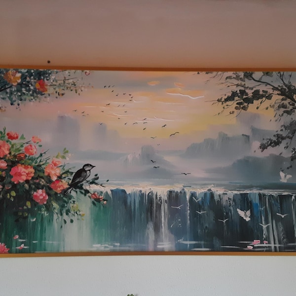 Autumn Valley Landscape Oil Painting Tree River Nature Scenery Artwork ...