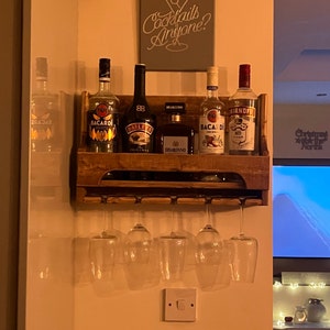 75cm Floating Home Bar/ Wine or Spirit Rack Reclaimed Wood - Etsy UK