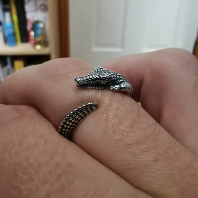 Sterling Silver Crocodile Ring Cayman Ring - Etsy