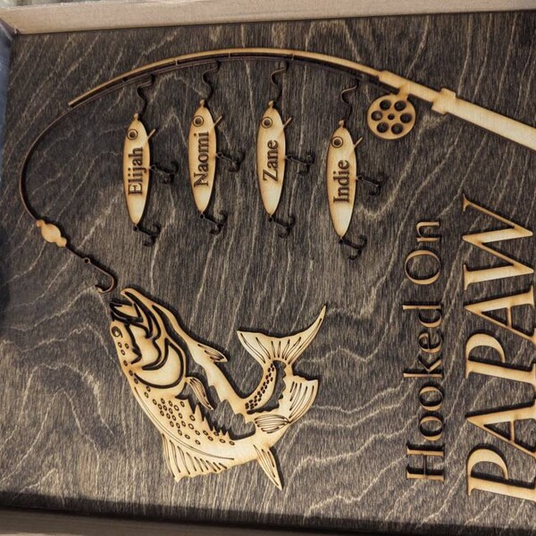 Gift for Grandpa, Fish Sign, Grandpa Sign, Fathers Day Gift, Hooked On ...