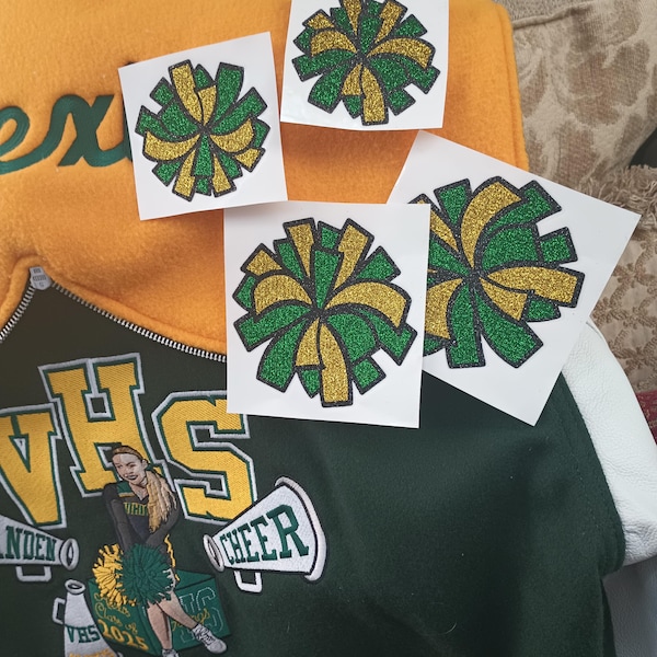 Cheer Glitter Stickers Personalized Cheerleader Pom Poms 6x3.5 varsity ...