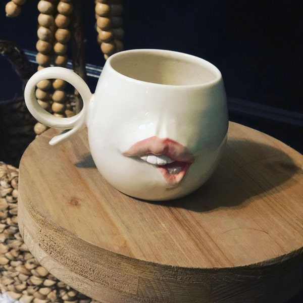 Lip Mug Classic / Lip Mug/ Ceramic Mug/ Porcelain Mugs/ Handmade Mug ...