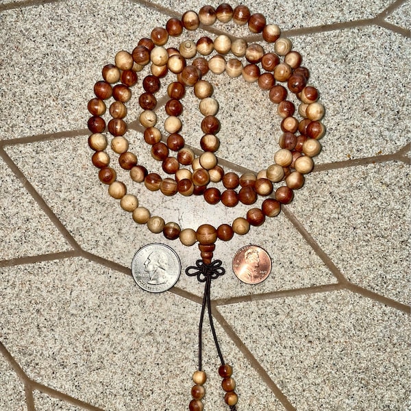8MM Fragrant Cedar Wood Mala Beads 108 Pcs Natural Round Beads 32