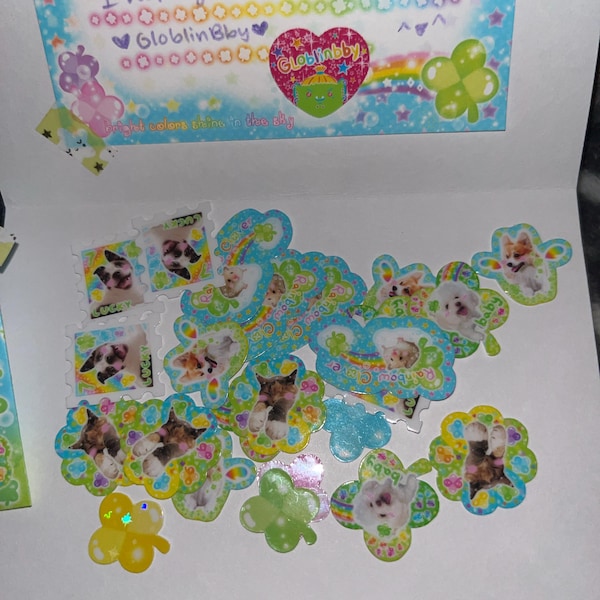 Y2K Cat Sticker Kitty Heart Sparkly Glitter Rainbow Stars Kawaii - Etsy