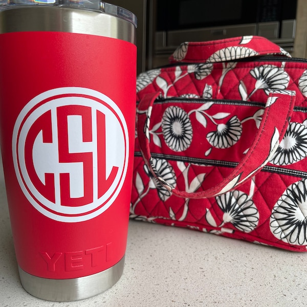 Monogram Decal for 20oz Tumbler Personalized Vinyl Sticker for Tumbler ...