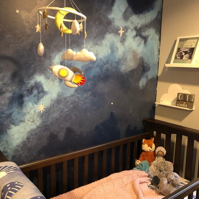 Space Crib Mobiles for Nursery, Baby Crib Mobile, Moon and Stars Mobile ...