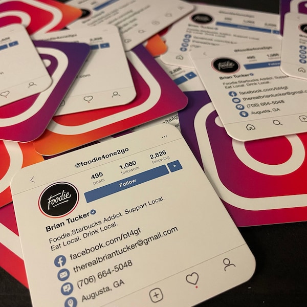 Instagram Business Cards: Mini Square Calling Card, Social Media ...