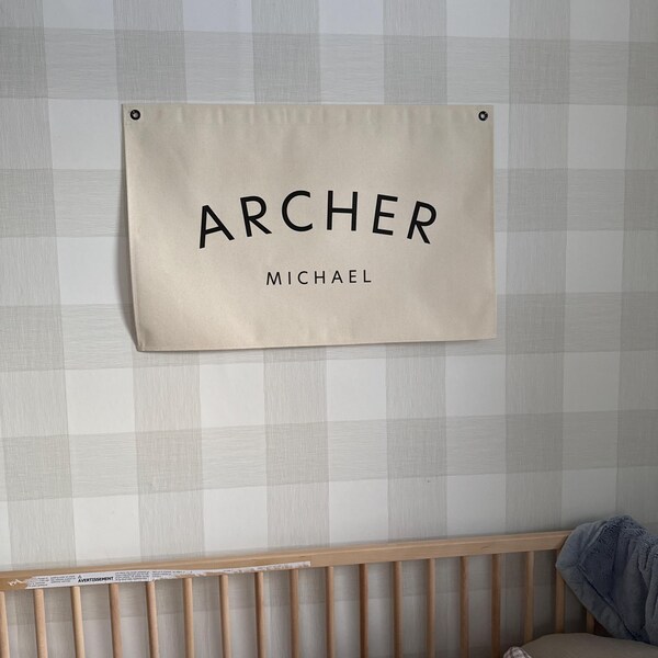 Baby Name Flag | Canvas Flag | Nursery Name Sign | Custom Name Banner ...