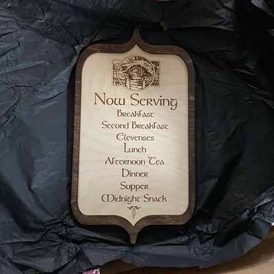 Second Breakfast Sign, Wood Engraved LOTR Kitchen Wall Decor. Okie ...