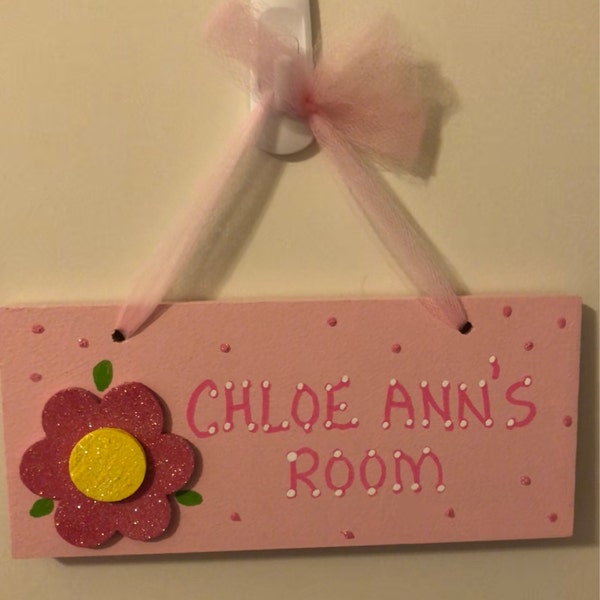 FLOWER Room Sign, Hand Personalized. Girl's Room Decor. Children's Name ...
