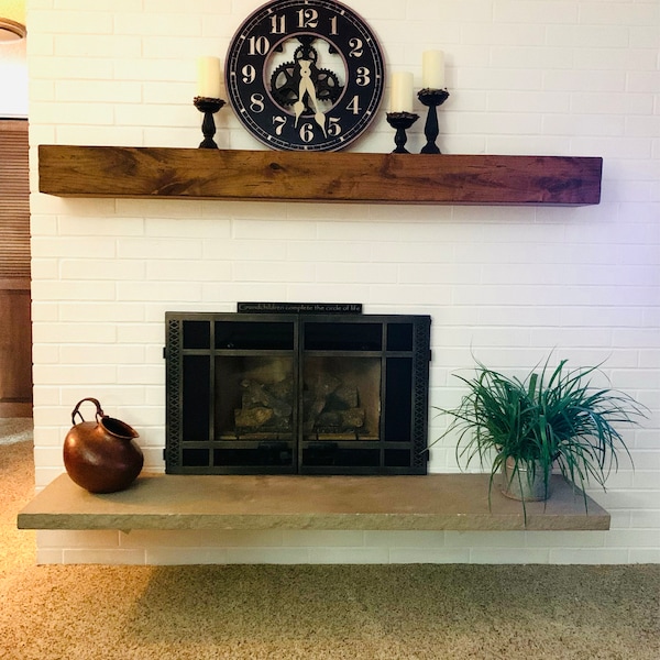 Fireplace Mantel, Alder Wood Mantel, Floating Mantel, Modern Mantel ...