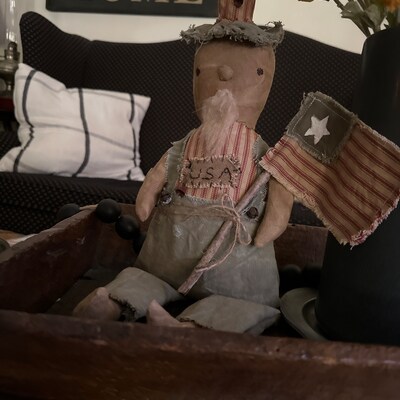 2016 E-PATTERN Primitive Folk Art Early Style Bunny Rabbit Doll With ...