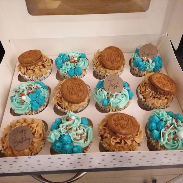 Happy Birthday Cake Disc Cupcake Toppers | Small Cupcake Toppers ...