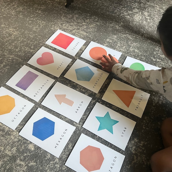 12 Rainbow Shapes Flash Cards, Preschool Materials, Homeschool ...