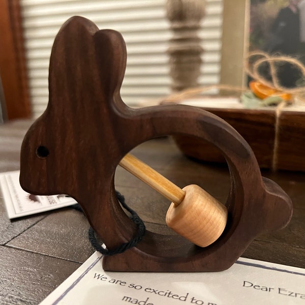 Wood Bird Rattle, Natural Baby Toy, Handmade Wooden Newborn Animal ...