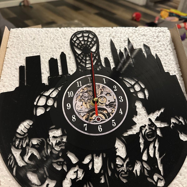 Spider-man Vinyl Record Laser Cut Wall Clock Marvels Room Decor ...