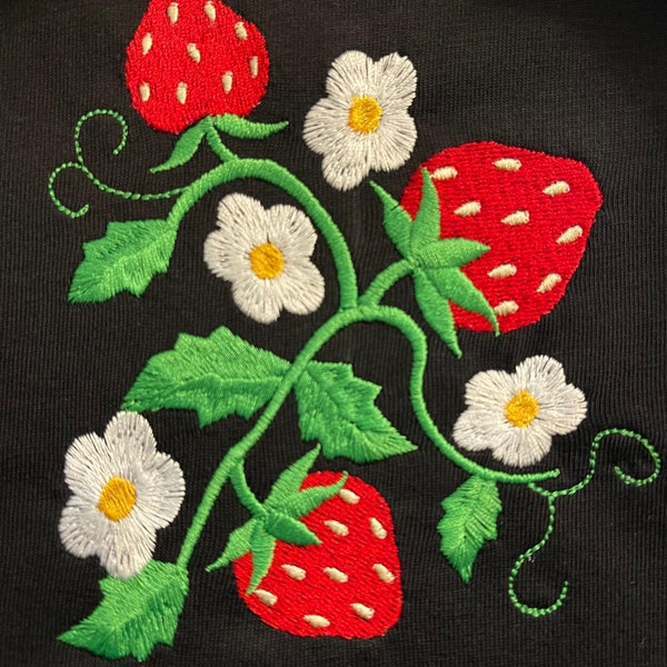 Strawberries Embroidery Design, Summer Floral Strawberry Embroidery ...