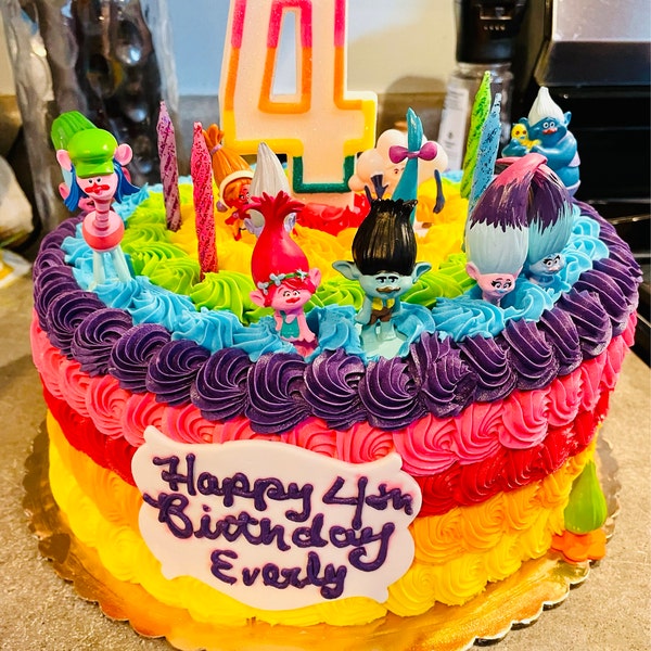Trolls Birthday Cake Toppers 12 New Rubber Toy Figures Party Favor ...
