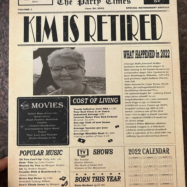 Newspaper Retirement Gift,personalized Retirement Gift for Men or Women ...