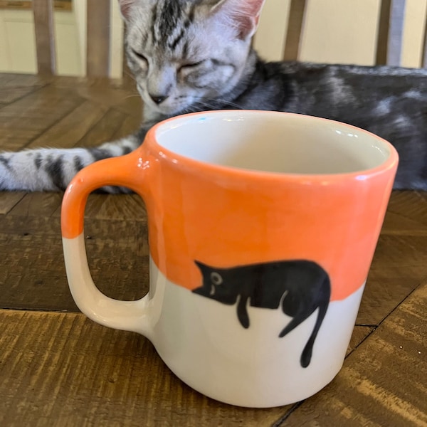 Lazy Cat Coffee Mug - Funny and Cute Ceramic Cup for Cat Lovers - Etsy