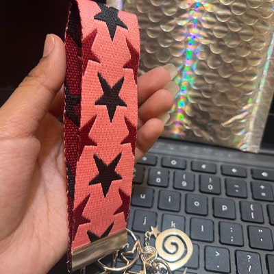 Stars Wristlet Keychain / Black and White Key Strap / Star Key Fob - Etsy