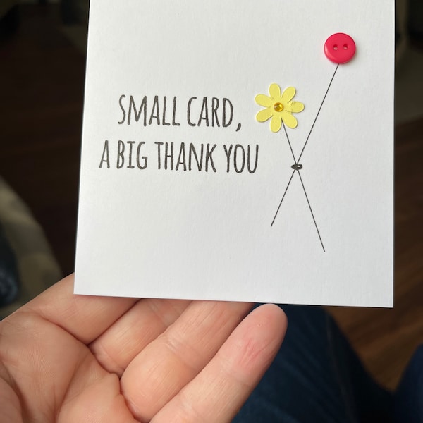 Pack of 5 Cute Handmade "small Card, Big Thank You" Thank You Cards ...