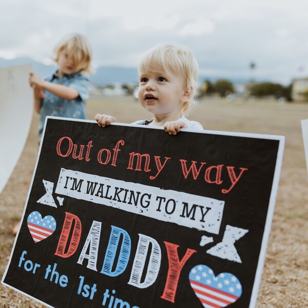 Welcome Home Daddy Sign Red White Blue Homecoming Back From Deployment ...