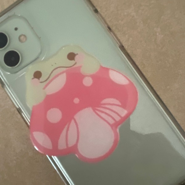 Froggo Mushroom Phone Grip-cute Phone Holder- Frog Art-cute Kawaii ...
