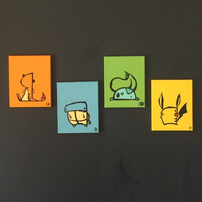 Derpemon Starter Set. Each is a Hand Painted 8 X 10 Canvas. - Etsy