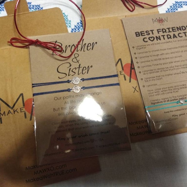 Brother Sister Gift Matching Friendship Bracelet Personalized Gift ...