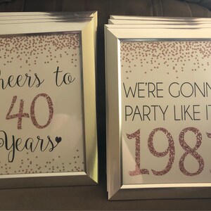 40th Birthday Signs Bundle, Cheers to 40 Years, Hello 40, Happy 40th ...